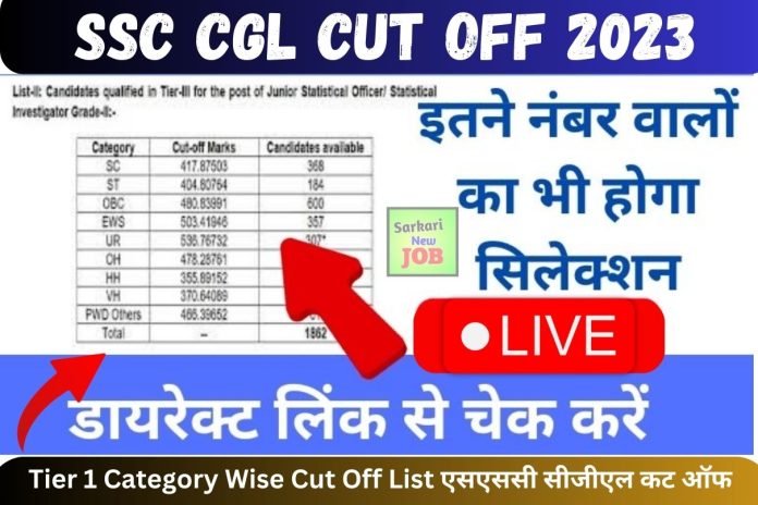 SSC CGL Cut Off 2023 Tier 1 Category Wise Cut Off List एसएससी सीजीएल कट ऑफ