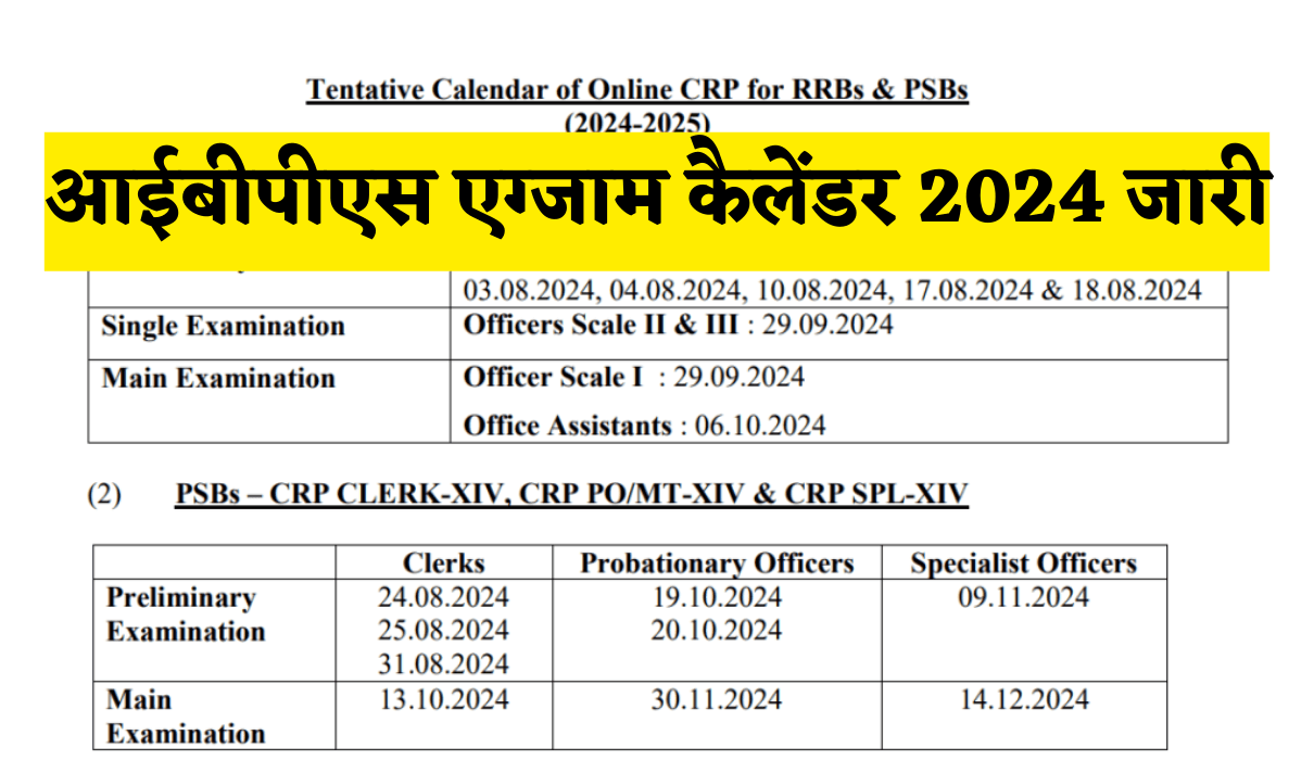 IBPS Exam Calendar 2024: आईबीपीएस एग्जाम कैलेंडर 2024 जारी यहां से ...