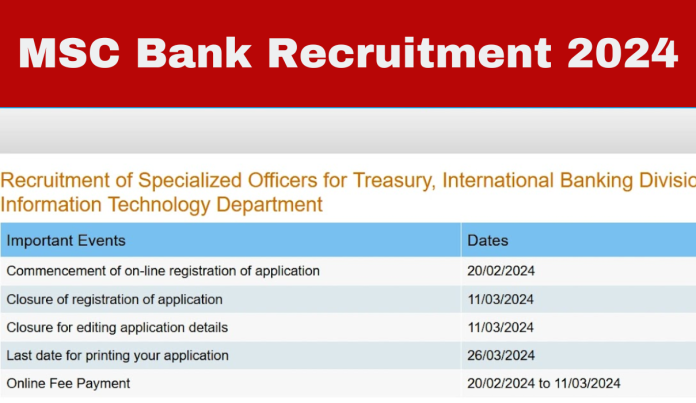 MSC Bank Recruitment 2024: Notification Out For Specialist Officer ...