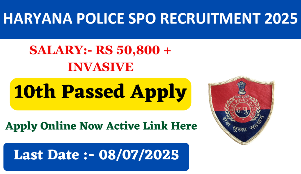 Haryana Police SPO Recruitment 2025: New Notification Out, Check Application Form Here